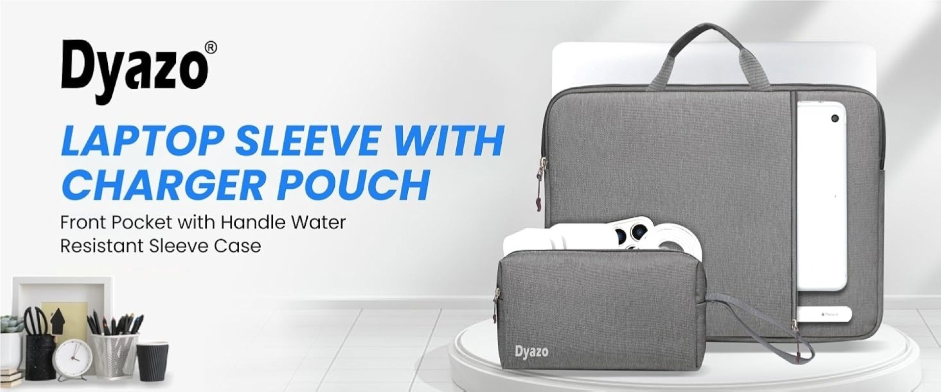 Dyazo 14.1" Laptop Sleeve with Charger Pouch & Handle (Grey) Price ...
