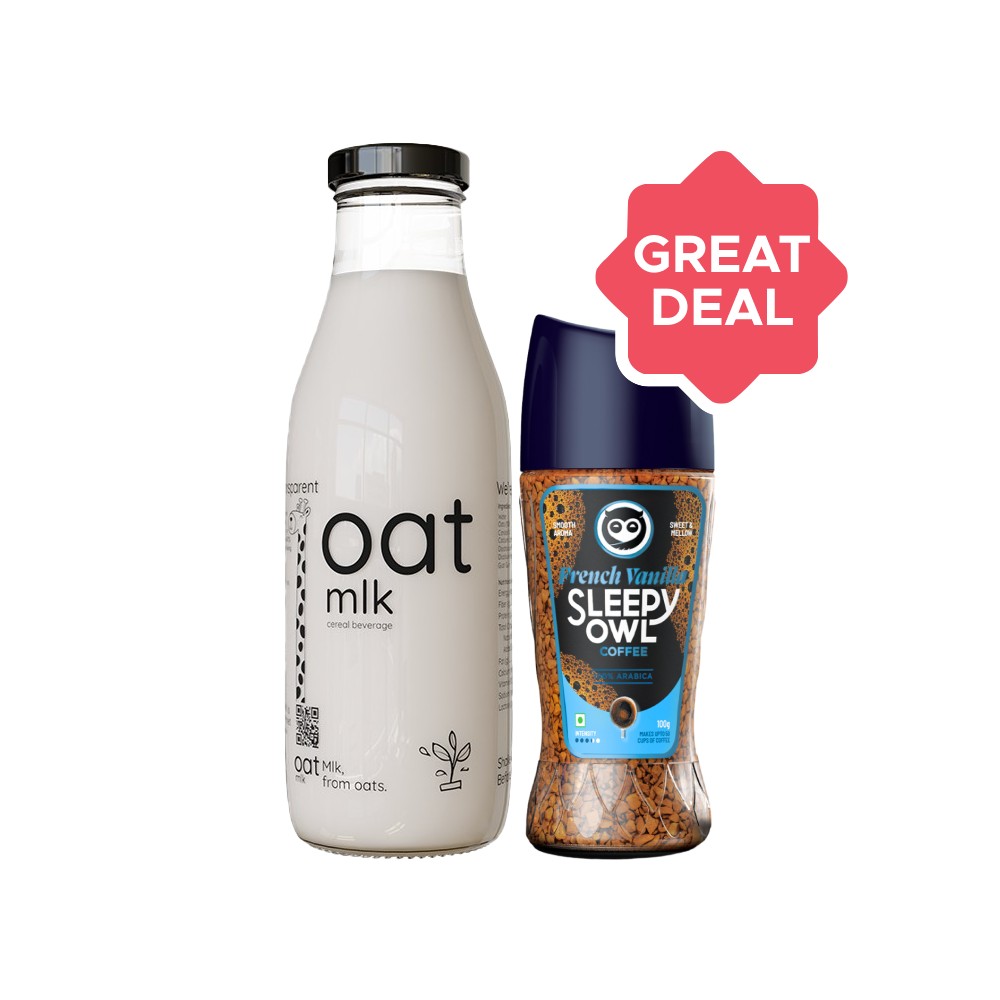 Sleepy Owl French Vanilla 100% Arabica Instant Flavoured Coffee + Oat ...