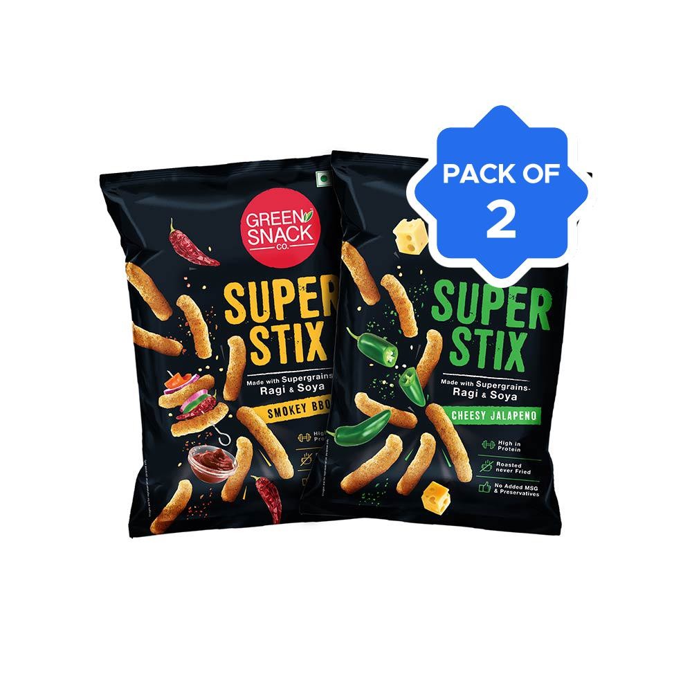 The Green Snack Co. Roasted Super Stix Crisps (Cheesy Jalapeno + Smokey ...