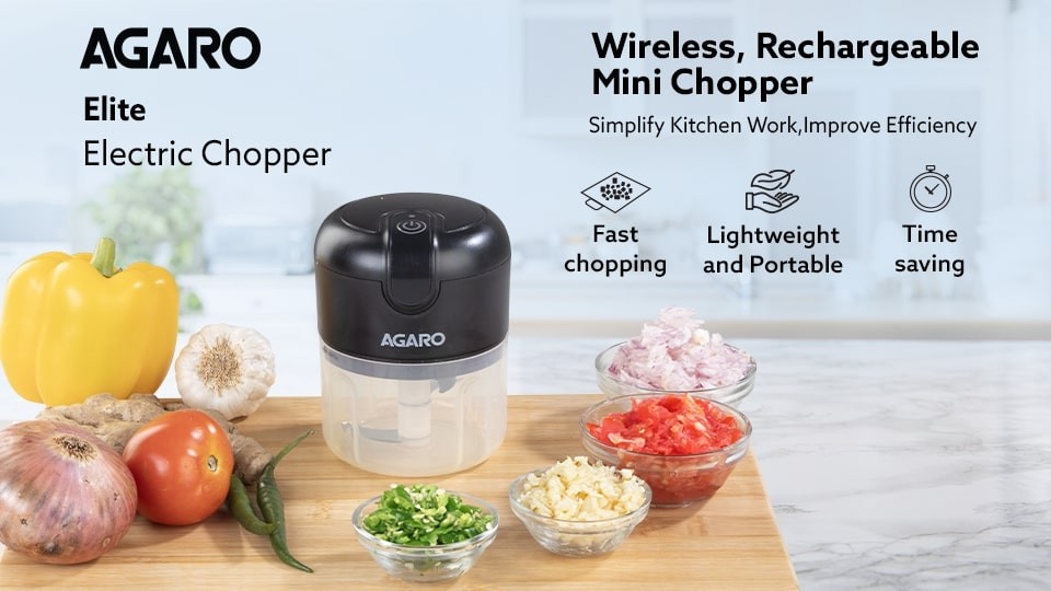 Agaro Elite Rechargeable Mini Electric Chopper (250 ml, 30 W) Price ...