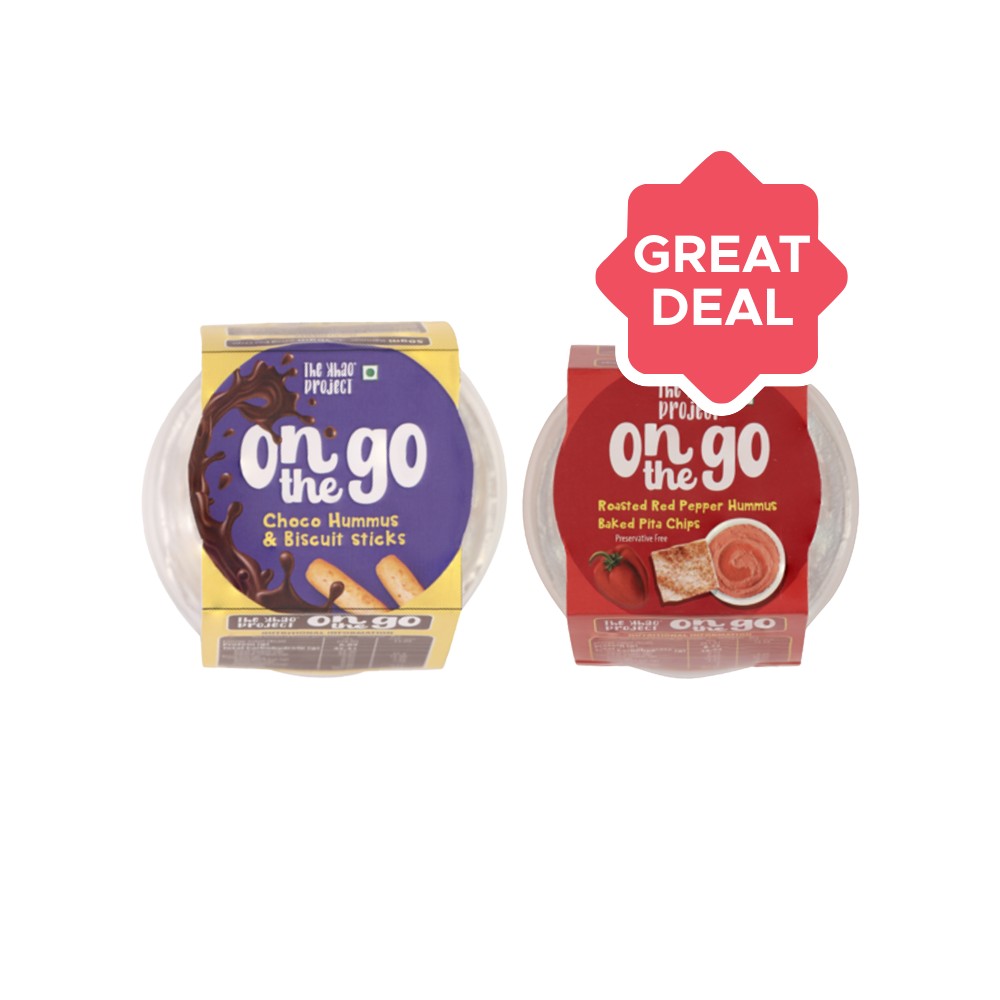 The khao project On The Go Choco Hummus & Biscuit Sticks + Roasted Red ...