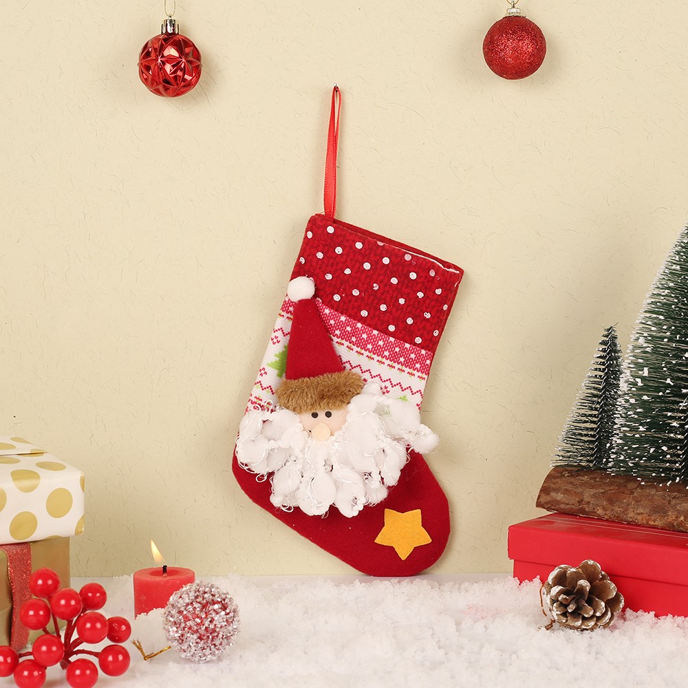 Christmas Stocking with Santa Face & Star Patch - Toyshine Price - Buy ...