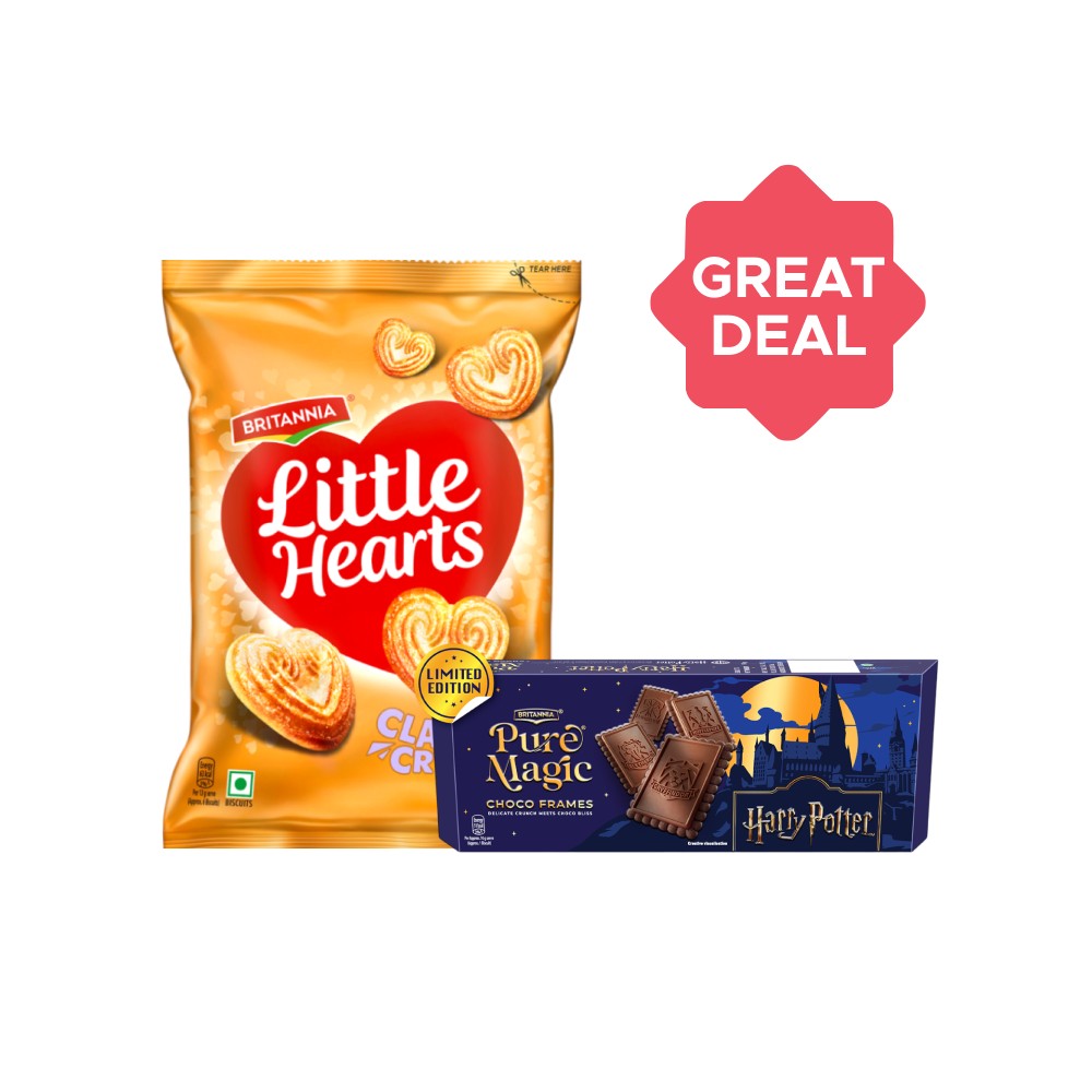 Britannia Little Hearts Classic Crunch Biscuit + Britannia Pure Magic ...