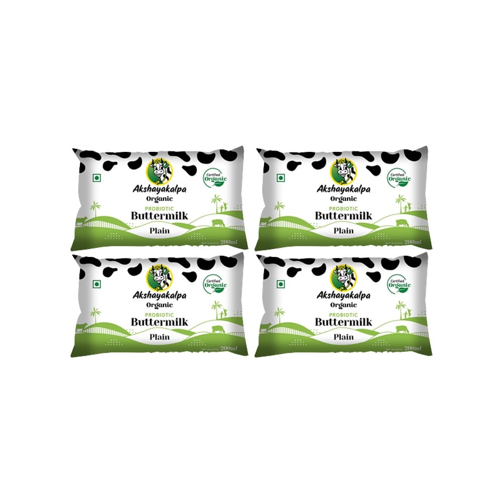 Akshayakalpa Organic Unsalted Buttermilk - Pack of 4 Price - Buy Online ...