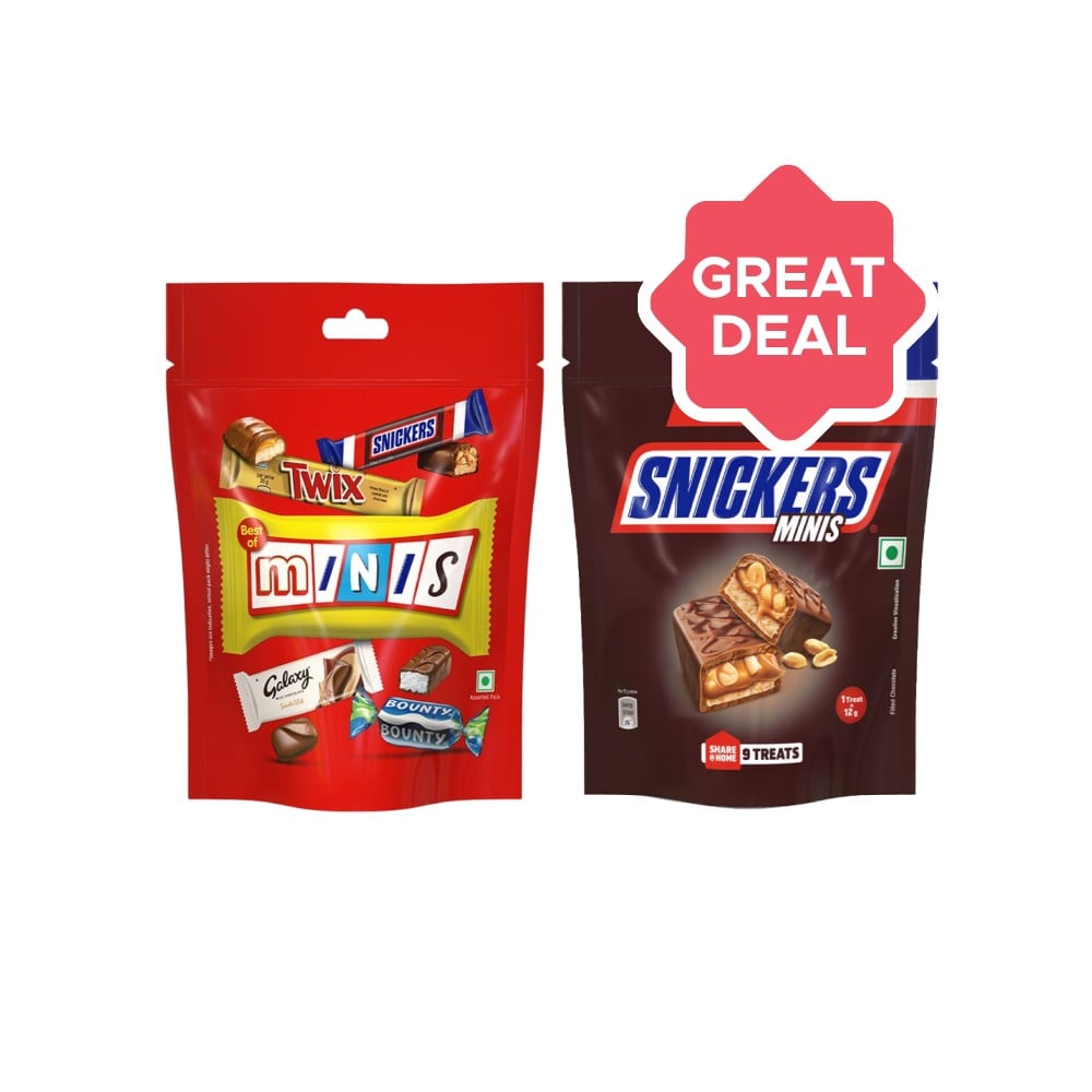 Snickers Nougat & Caramel Miniature Filled Bar Chocolate Pack + Best of ...