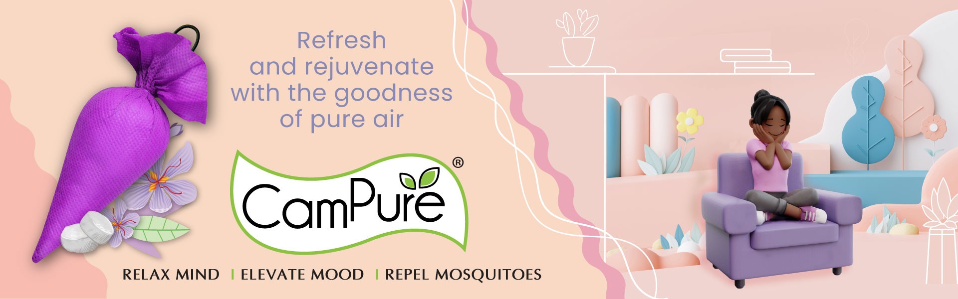 CamPure 100% Organic Camphor Car Freshener Cone - Lavender (Lavender ...