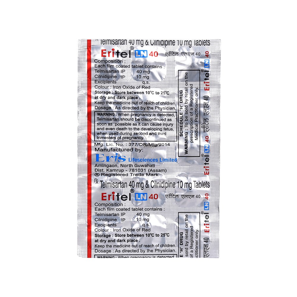 Eritel LN 40 Mg Strip Of 15 Tablets Price - Buy Online at ₹204 in India