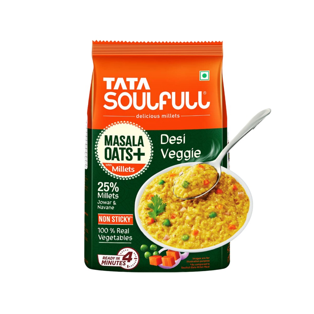 Tata Soulfull Desi Veggie Masala Oats With 25% Millets, Non Sticky ...