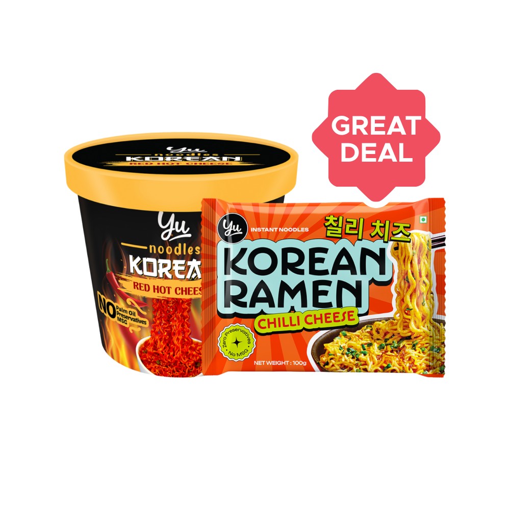 Yu Red Hot Cheese Korean Cup Noodles + Chilli Cheese Korean Ramen ...