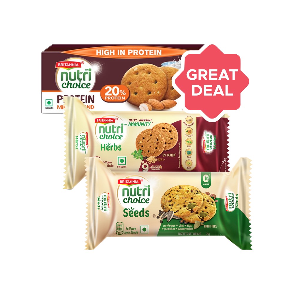 Britannia Nutri Choice Almond Oats & Milk Biscuit + Britannia ...