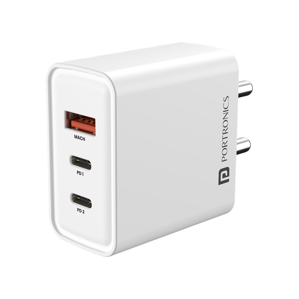 Portronics Triple Port Fast Charging GaN Charging Adapter (65 W) Price ...