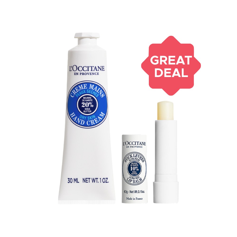 L'Occitane Ultra Rich Lip Balm + Shea Butter Hand Cream Combo Price ...