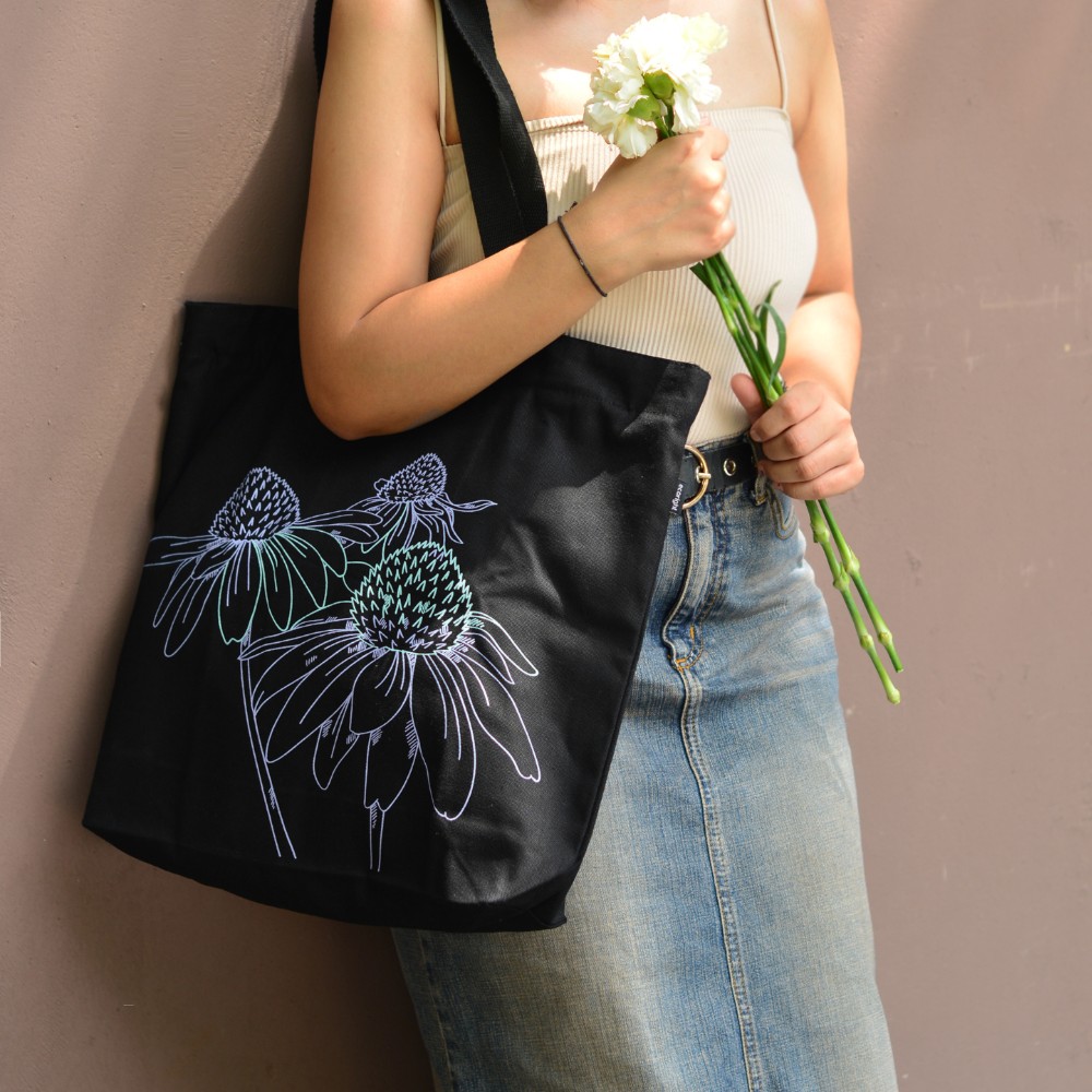 Ecoright Flower Printed Tote Bag (Black, Blue) Price - Buy Online at ...