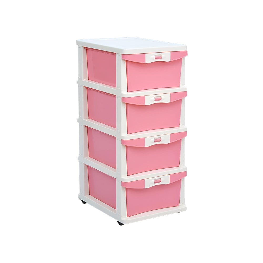 Nilkamal Chester Plastic Drawers Stand (32" x 14") (Cream, Pink) Price ...