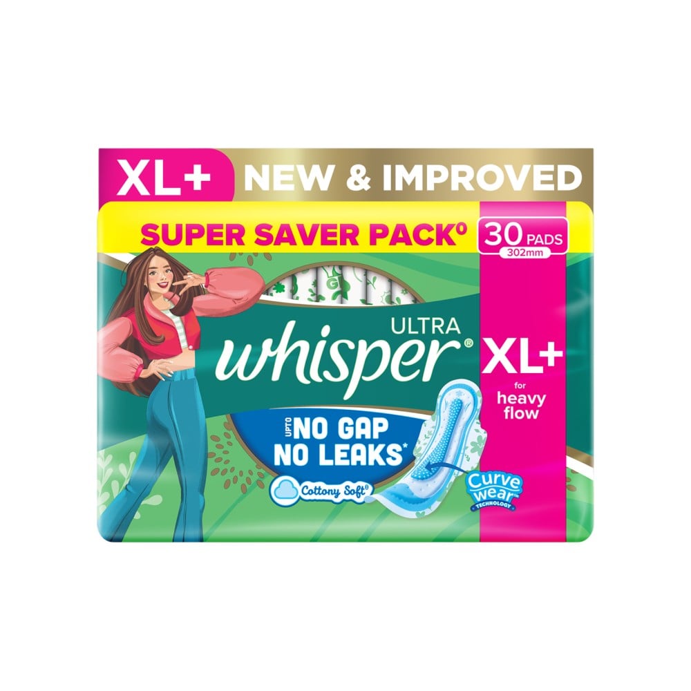 Whisper Ultra Upto No Gap No Leaks Sanitary Pads (XL+, 30 pieces) Price ...