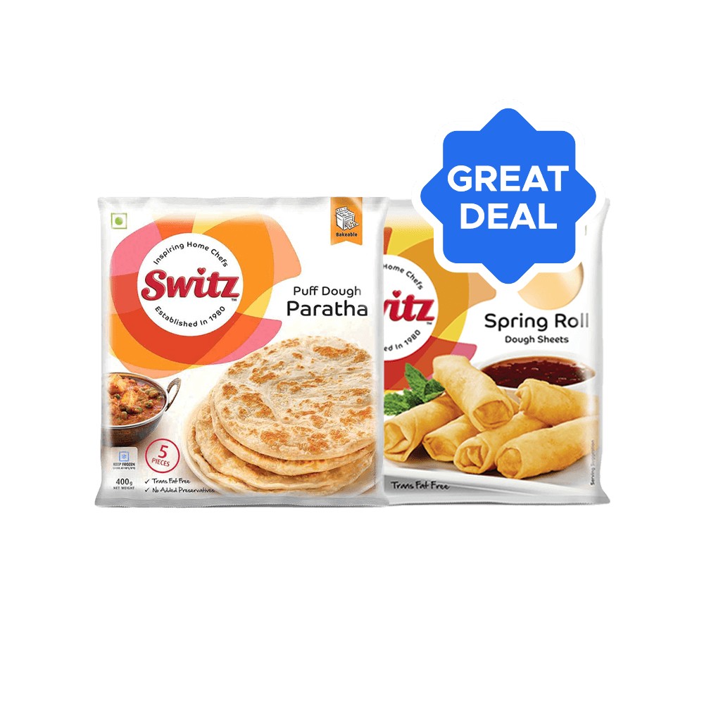 Switz Puff Dough Paratha (Frozen) + Spring Roll Dough Sheets (Frozen ...