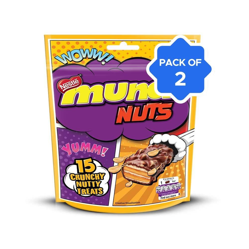 Nestle Munch Nuts Chocolate Coated Wafer Bar - Home Pack - Pack of 2 ...