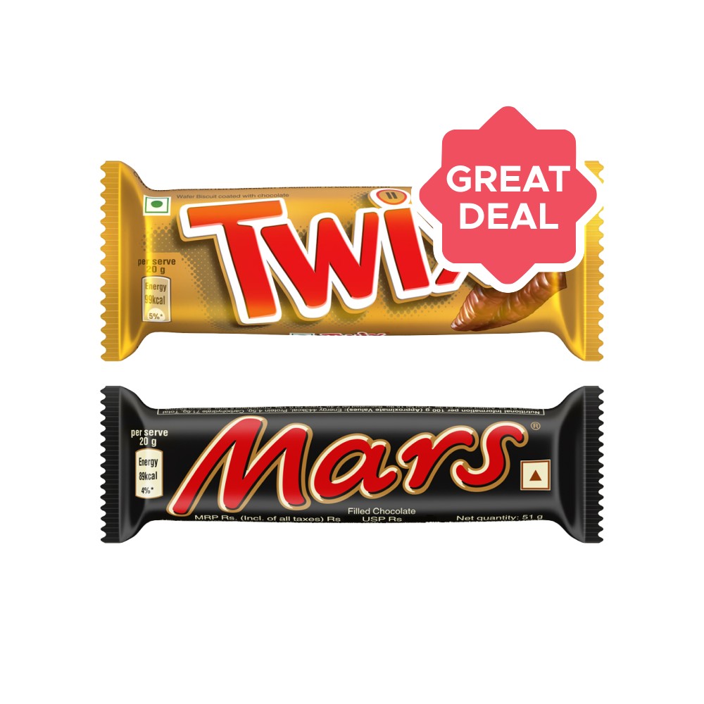 Twix Caramel Filled Bar + Mars Nougat and Caramel Filled Bar Combo ...