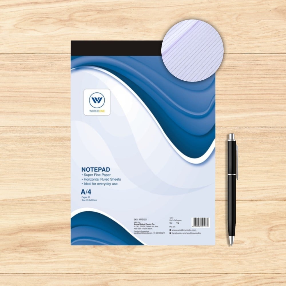 Worldone A4 Single Line Notepad (A4, White) Price - Buy Online at ₹100 ...