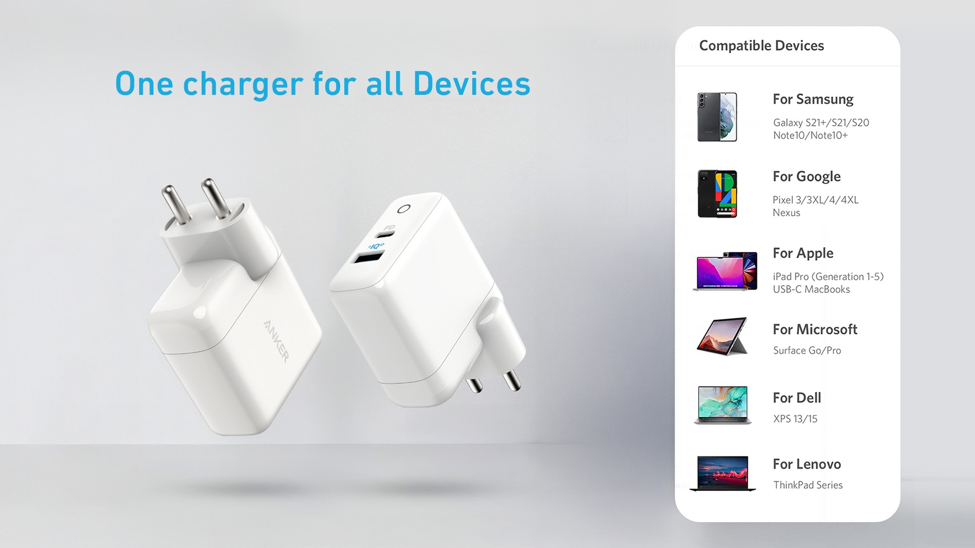 Anker PowerPort PD+ Fast Charger Multiport Charging Adapter (35 W ...