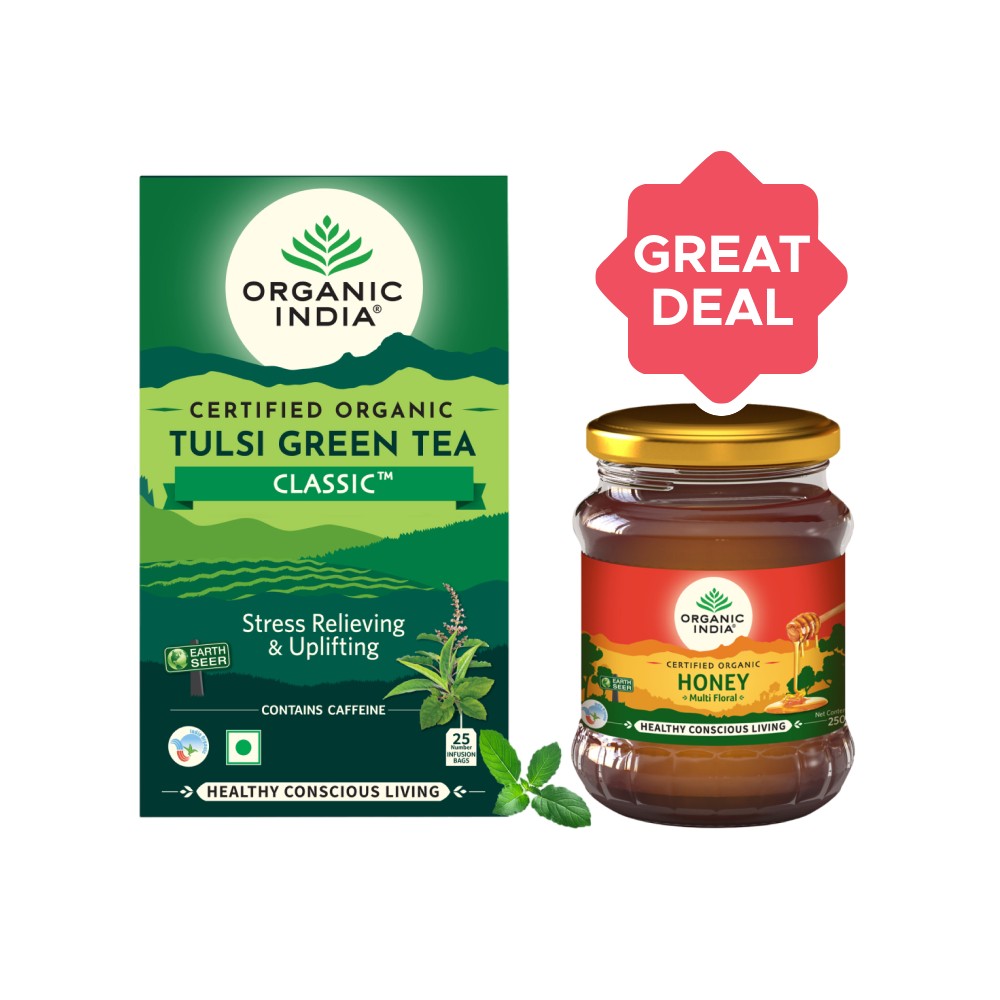 Organic India Tulsi Classic Herbal Infusion Bags + Multi Floral Organic ...