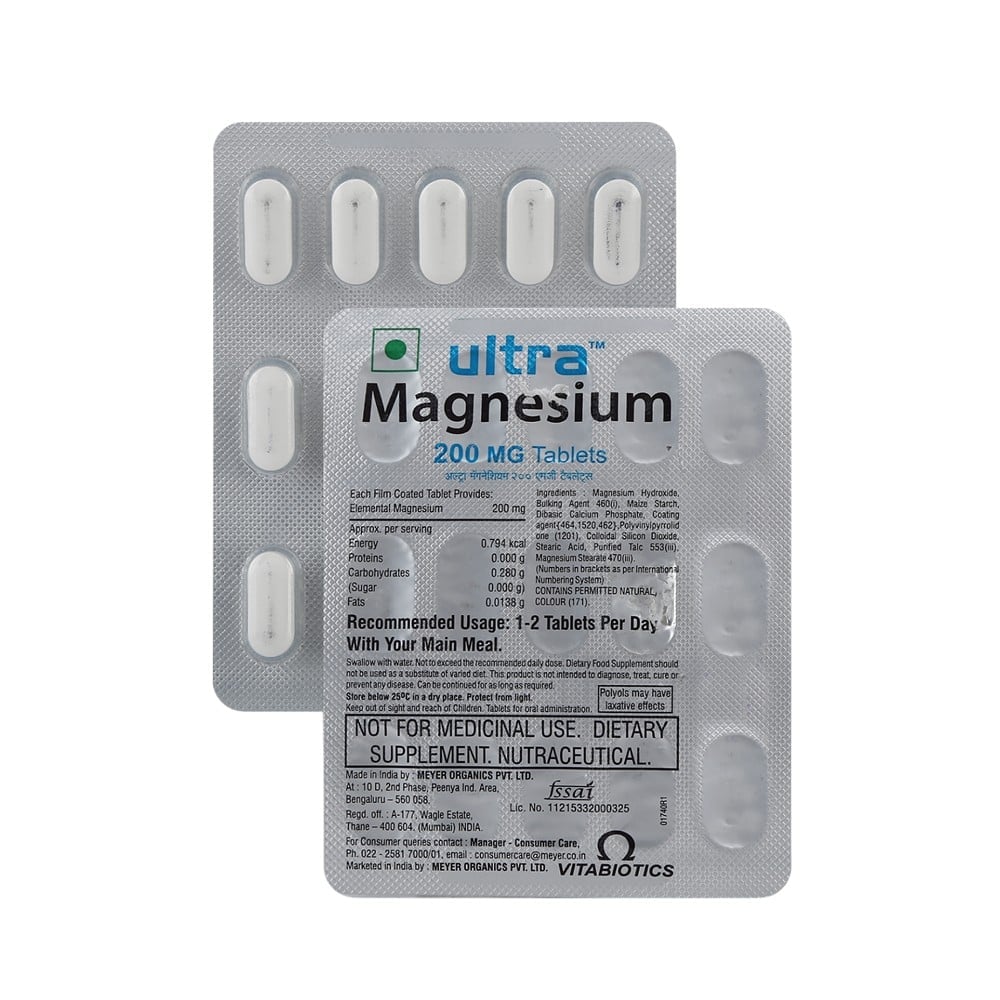 Ultra Magnesium 200mg Strip Of 15 Tablets Price - Buy Online at Best ...