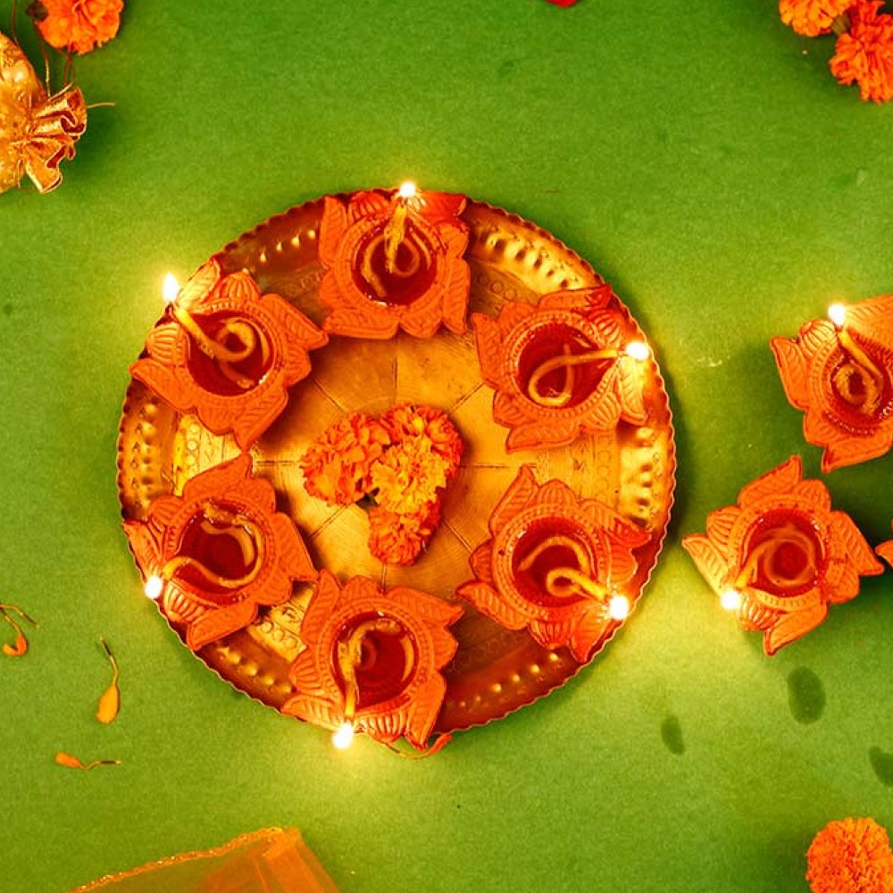 Plain Swastik Design Clay Diya (Brown) by Satvik Price - Buy Online at ...