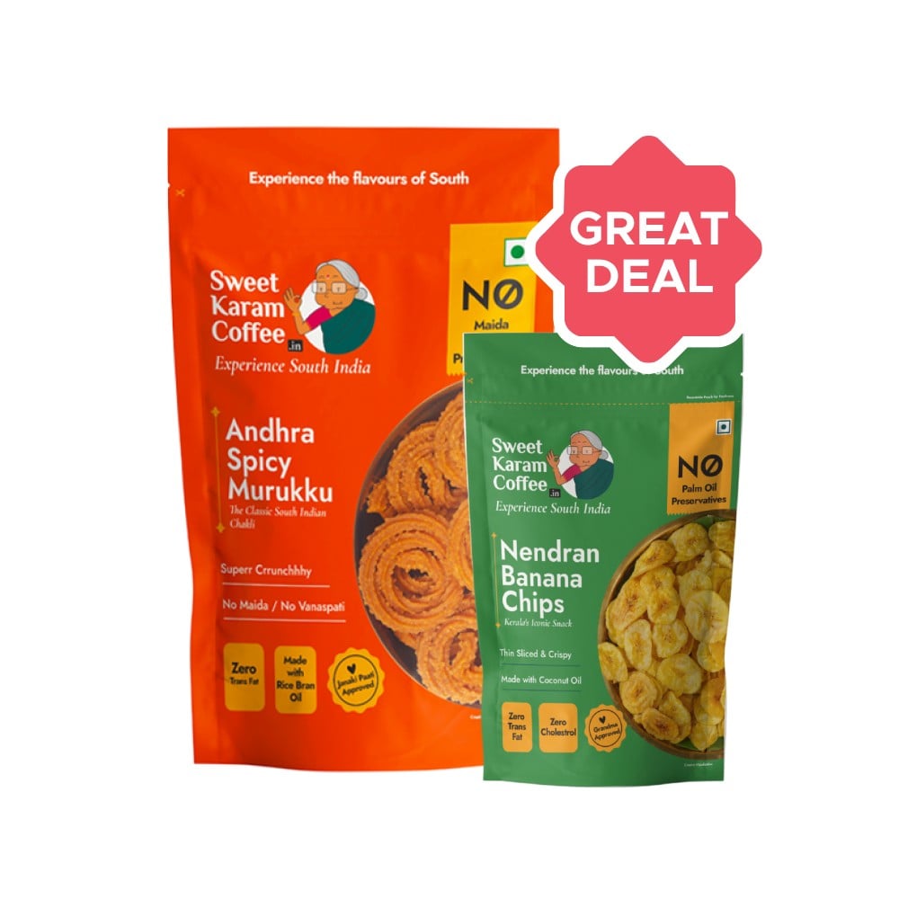 Sweet Karam Coffee Andhra Spicy Murukku + Nendran Banana Chips Combo ...