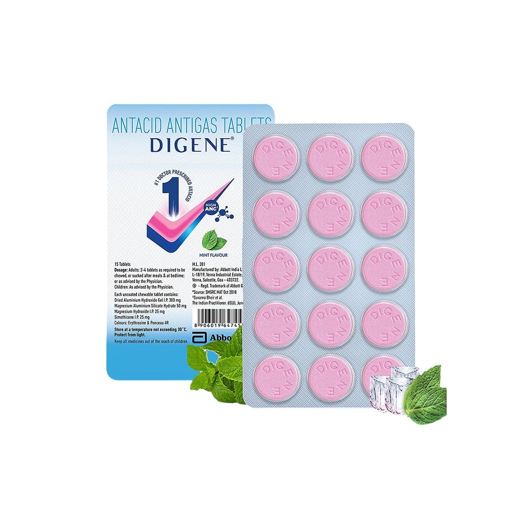 Digene Acidity & Gas Relief Tablets Mint Flavour Price - Buy Online at ...