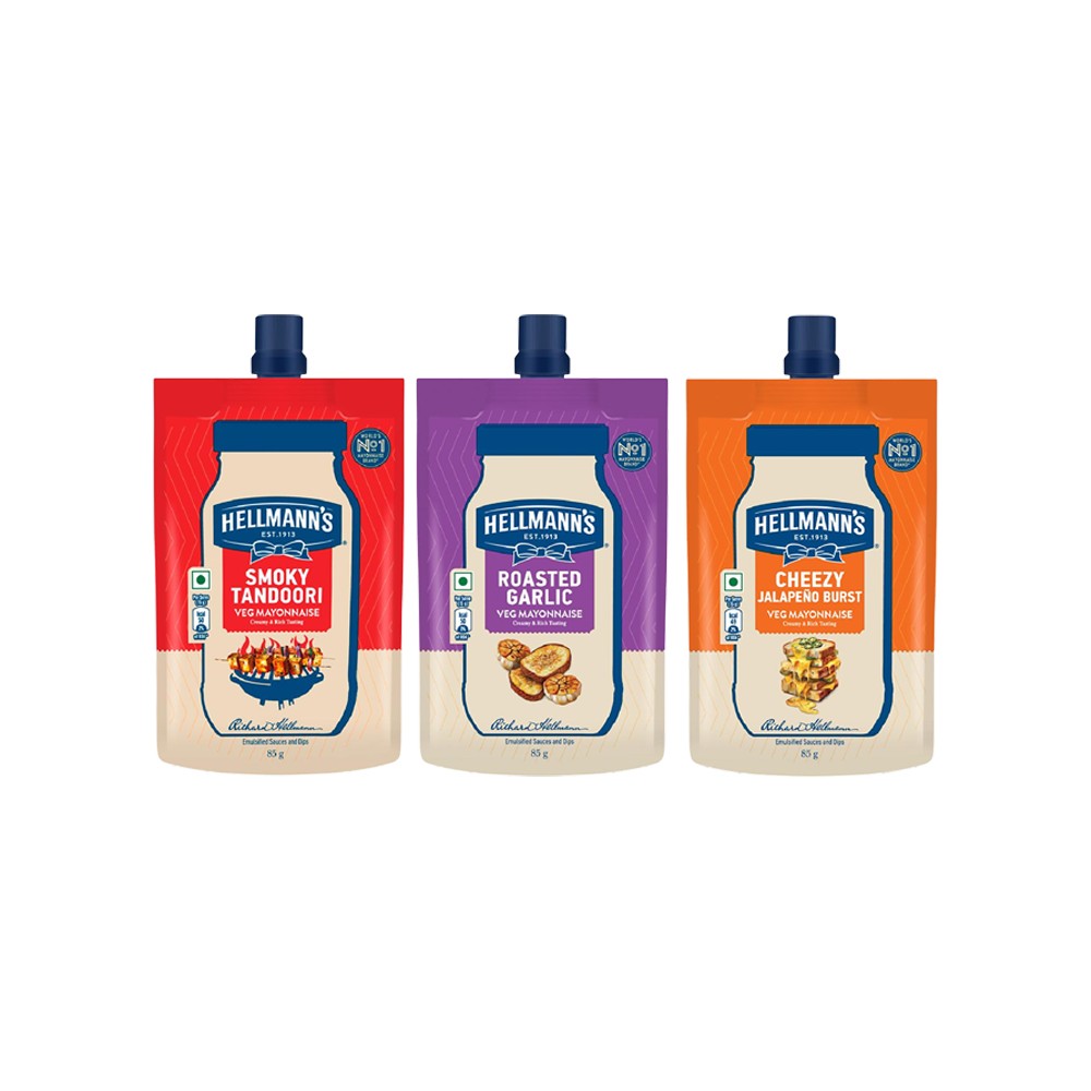 Hellmann's Smoky Tandoori Veg Mayonnaise + Roasted Garlic Mayonnaise ...
