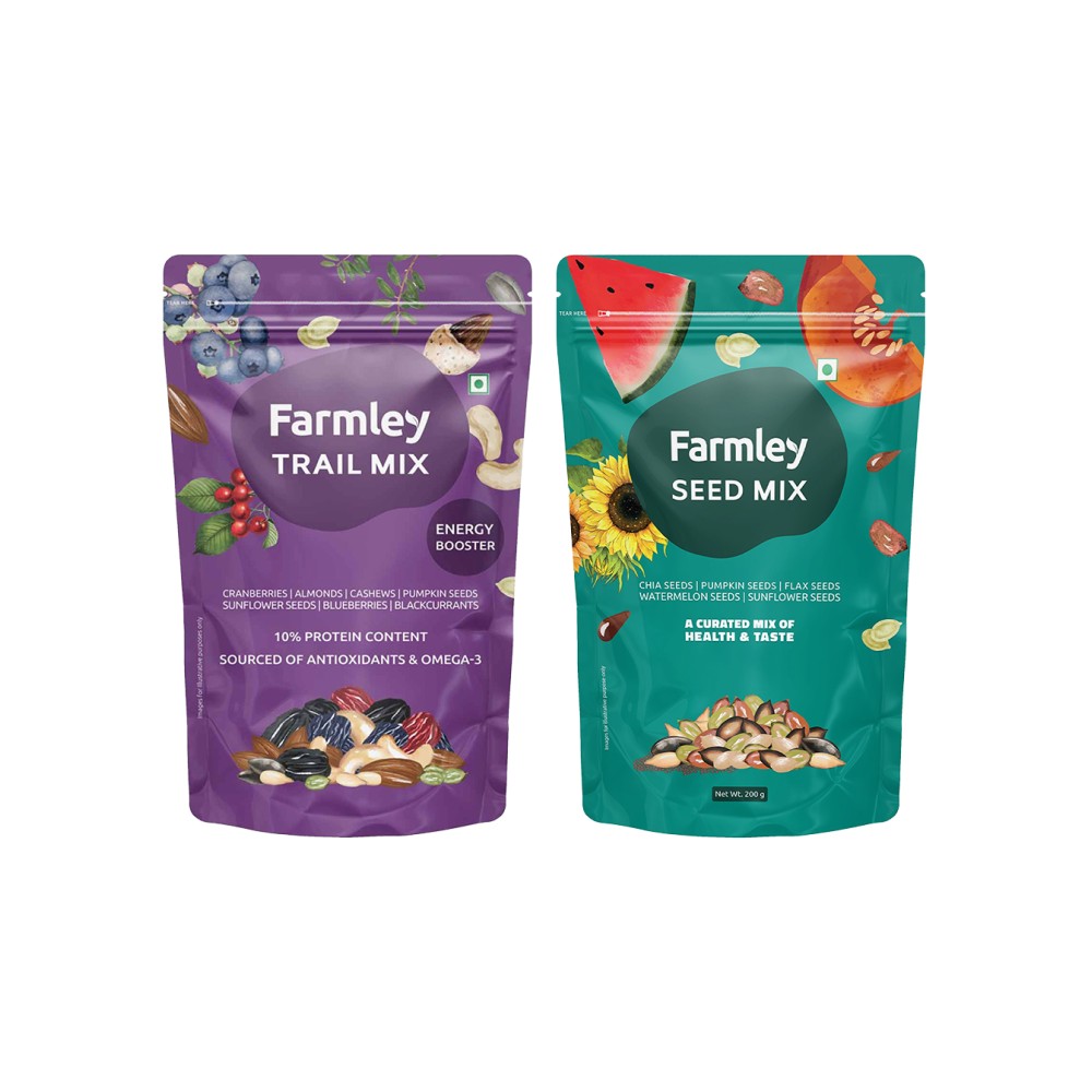 Farmley Protein Rich Seeds Mix - Chia, Pumpkin, Flax & More + Trail Mix ...