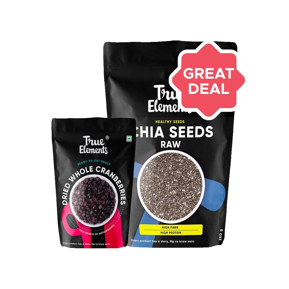 True Elements Whole Dried Cranberries + Premium Chia Seeds Combo Price ...