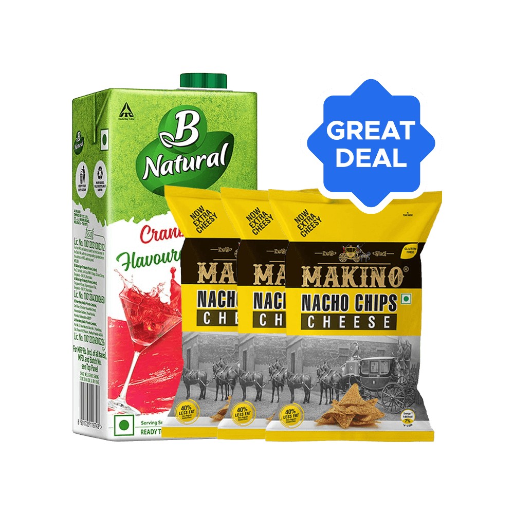 Makino Cheese Nachos x 3 + B Natural Cranberry Juice Combo Price - Buy ...