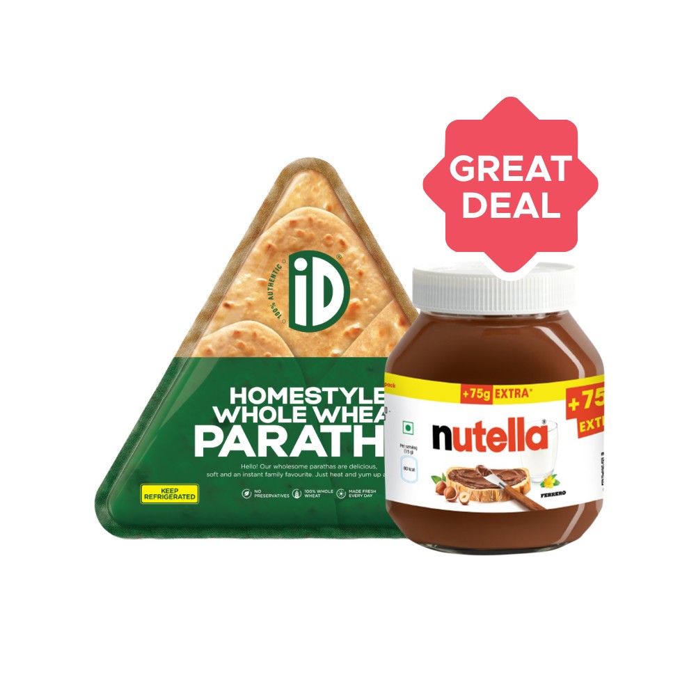 iD Homestyle Whole Wheat Paratha + Nutella Hazelnut Chocolate Spread ...