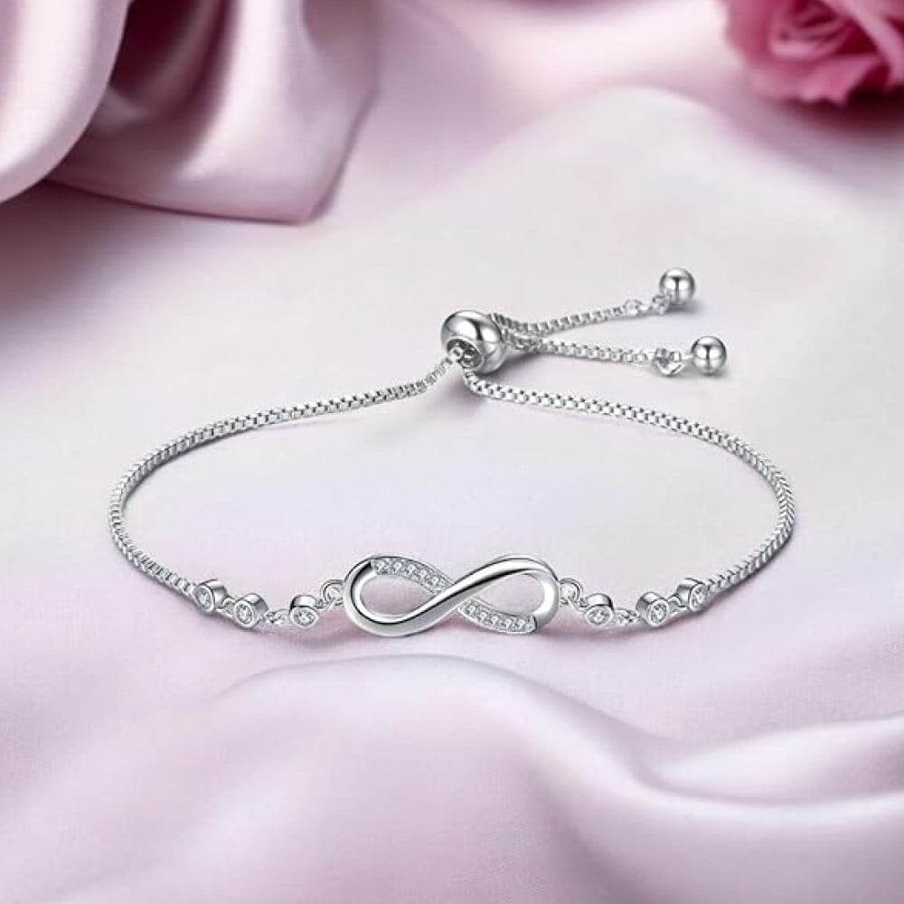 Nilu's Collection Infinity Design Studded Charm Bracelet (Silver) Price ...