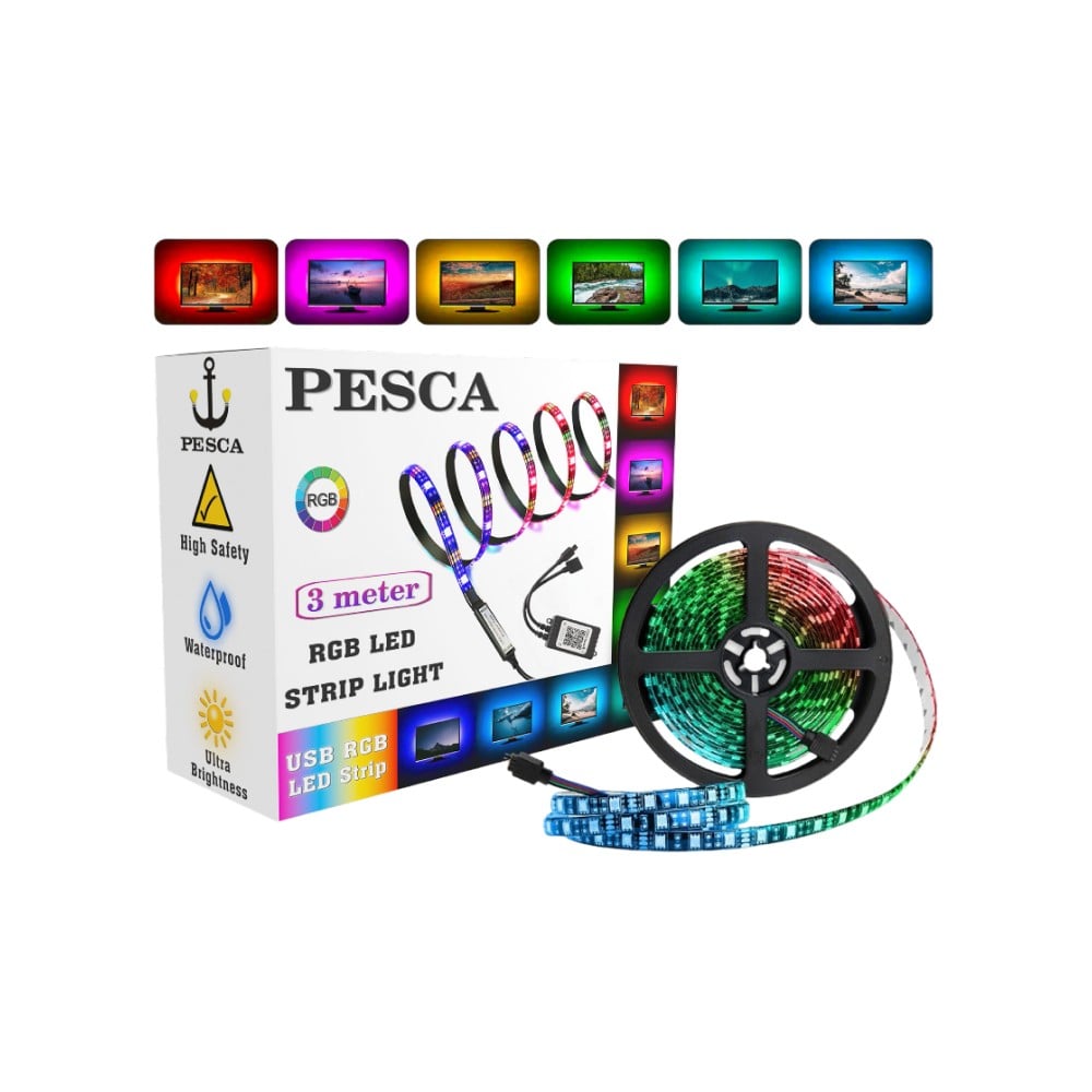 Multicolour LED Strip Lights (with Mini Controller, 3 m, 3 W) - Pesca ...