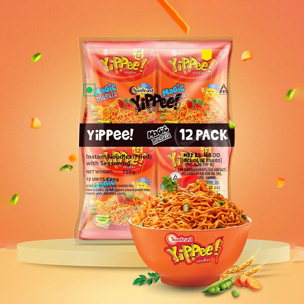 Yippee Magic Masala Instant Noodles with Added Veggies - Pack of 2 ...