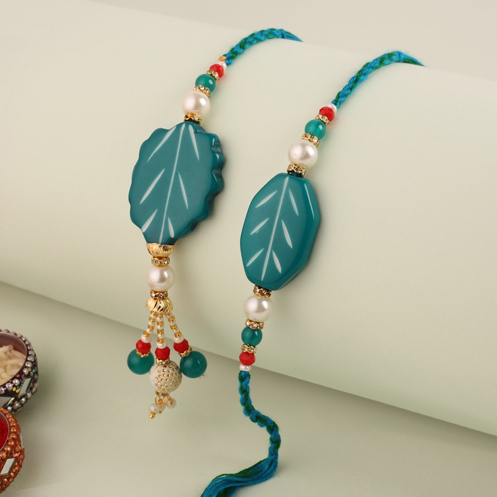 Leaf Design Bhaiya Bhabhi Rakhi Set By Shree Rakhi Price - Buy Online ...