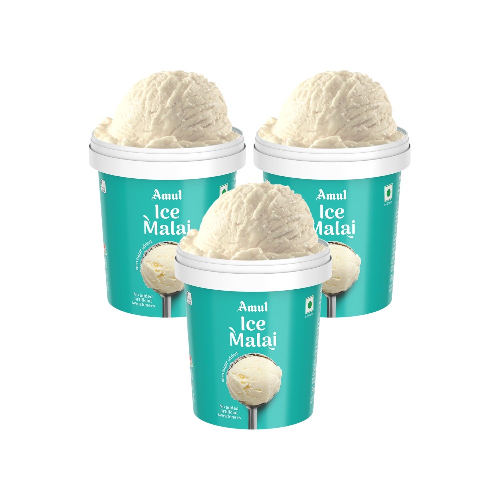 Amul Ice Malai Ice Cream Cup (No Added Sugar) - Pack of 3 Price - Buy ...