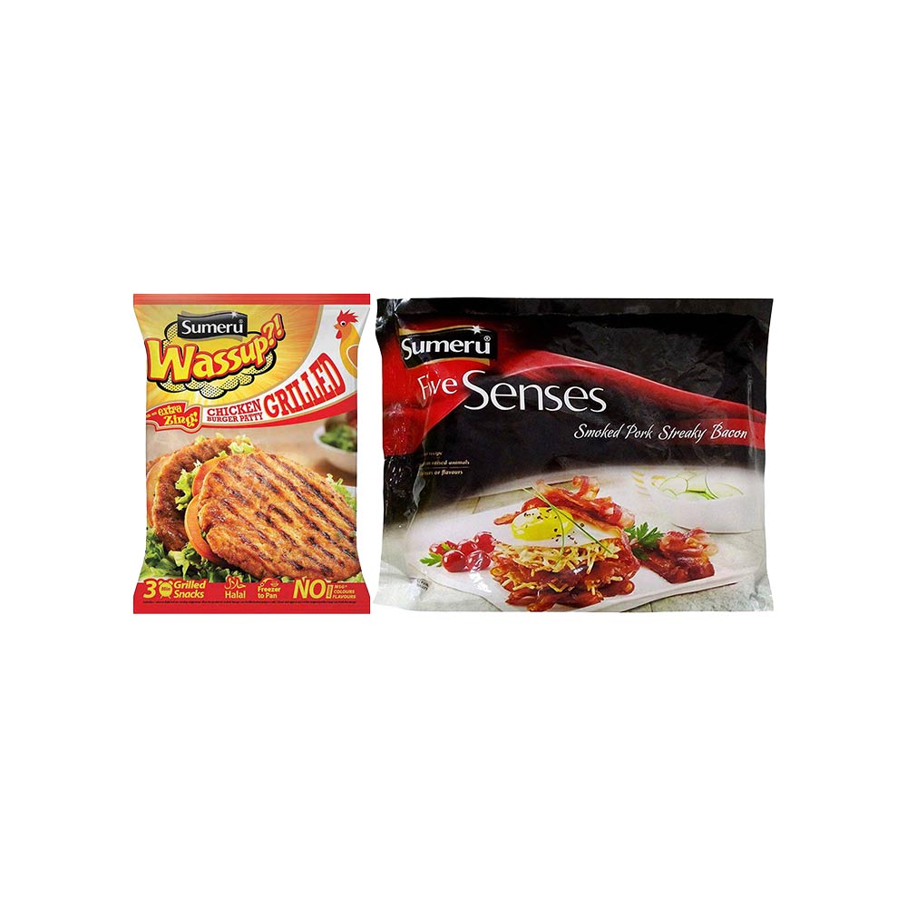 Sumeru Grilled Chicken Burger Patty (Frozen) + Smoked Pork Streaky ...