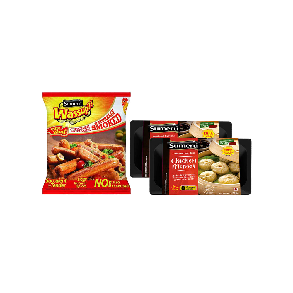 Sumeru Naturally Smoked Chicken Sausage (Frozen) + Chicken Momos ...