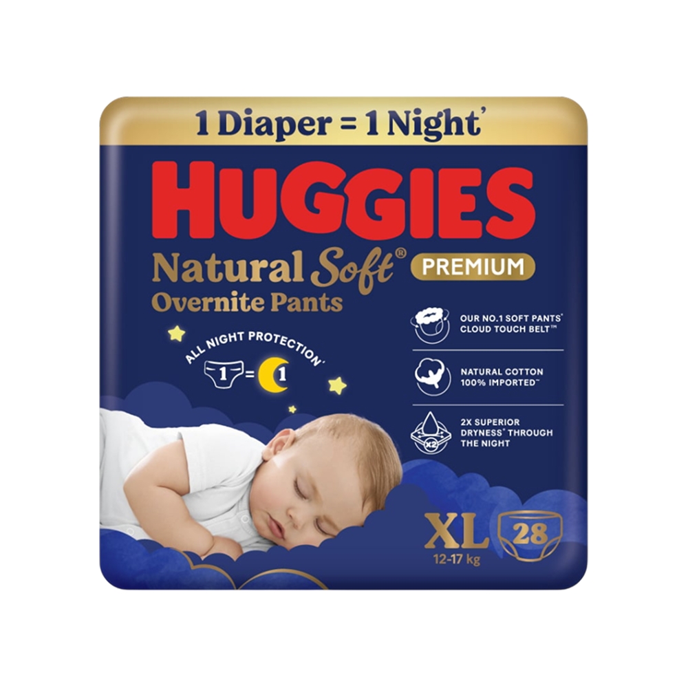 Huggies Natural Soft Premium Overnite Pant Style Baby Diaper Price ...