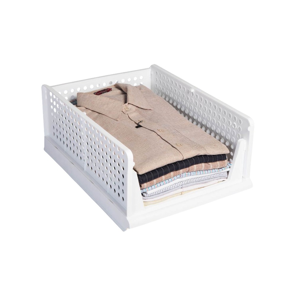 Homestrap Plastic Multipurpose Stackable Cloth Organizer (White) Price ...