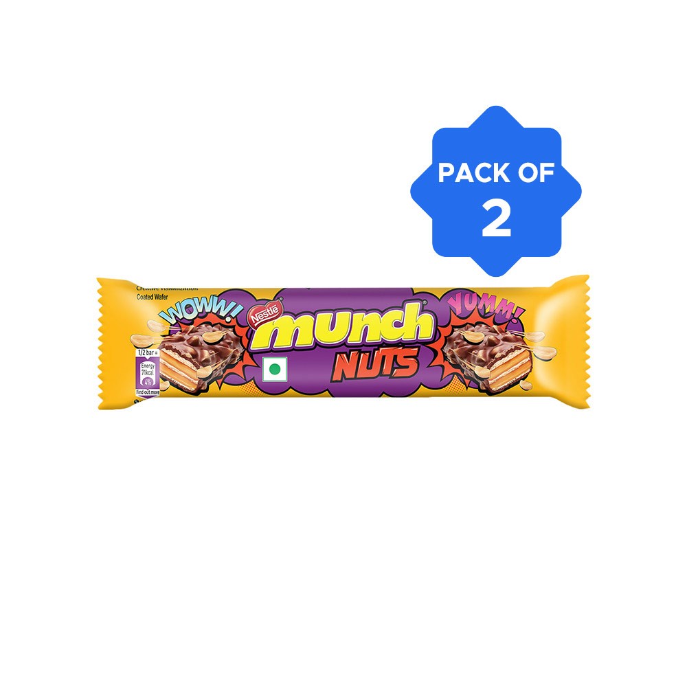 Nestle Munch Nuts Chocolate Coated Crunchy Wafer Bar - Pack of 2 Price ...
