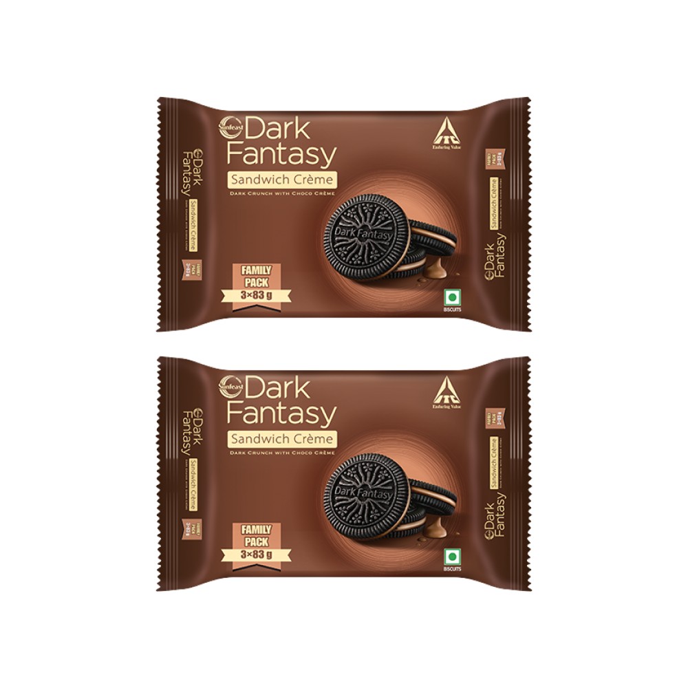 Sunfeast Dark Fantasy Chocolate Sandwich Cream Biscuits - Pack of 2 ...