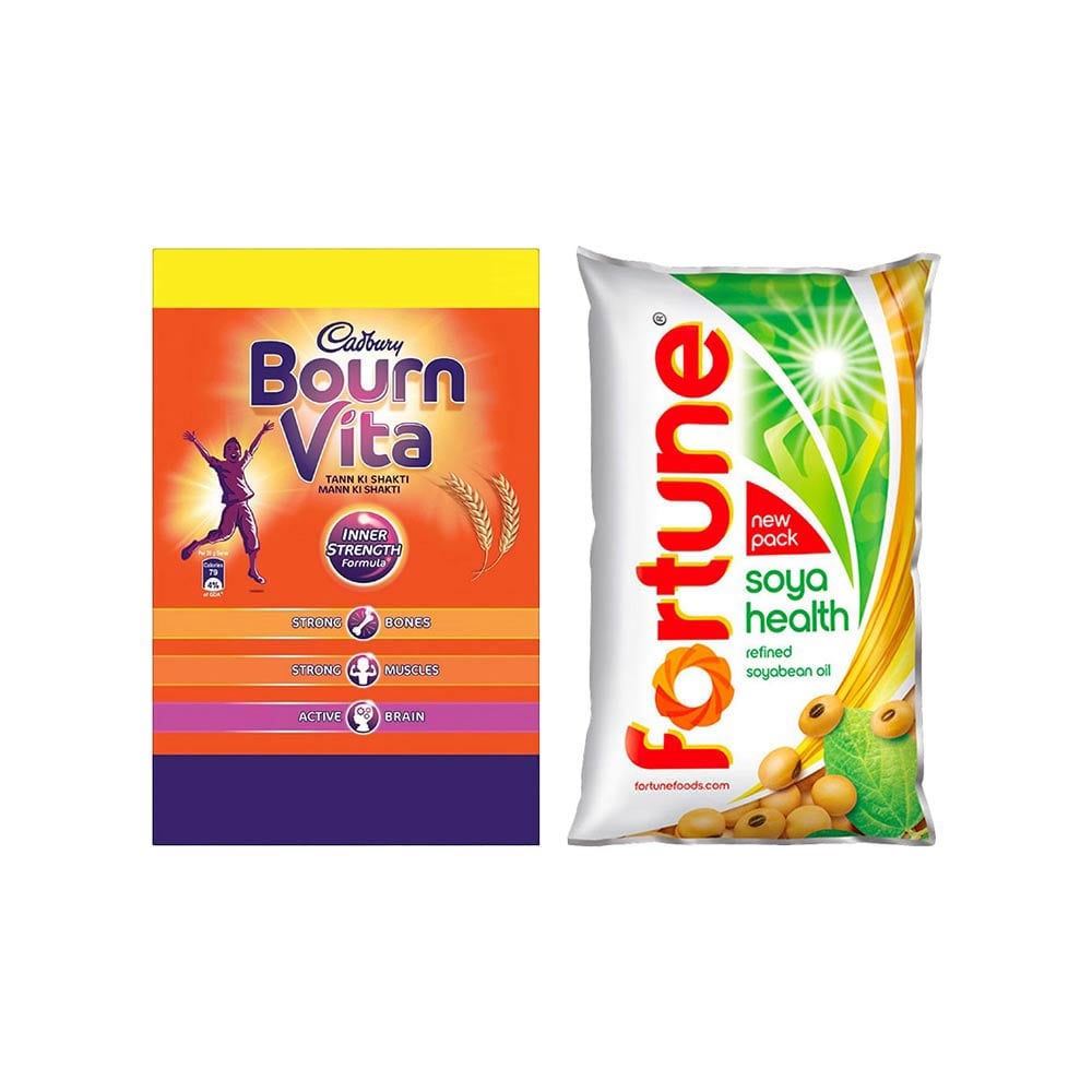 Bournvita Chocolate Drink Mix (Carton Pack) + Fortune Soya Health ...