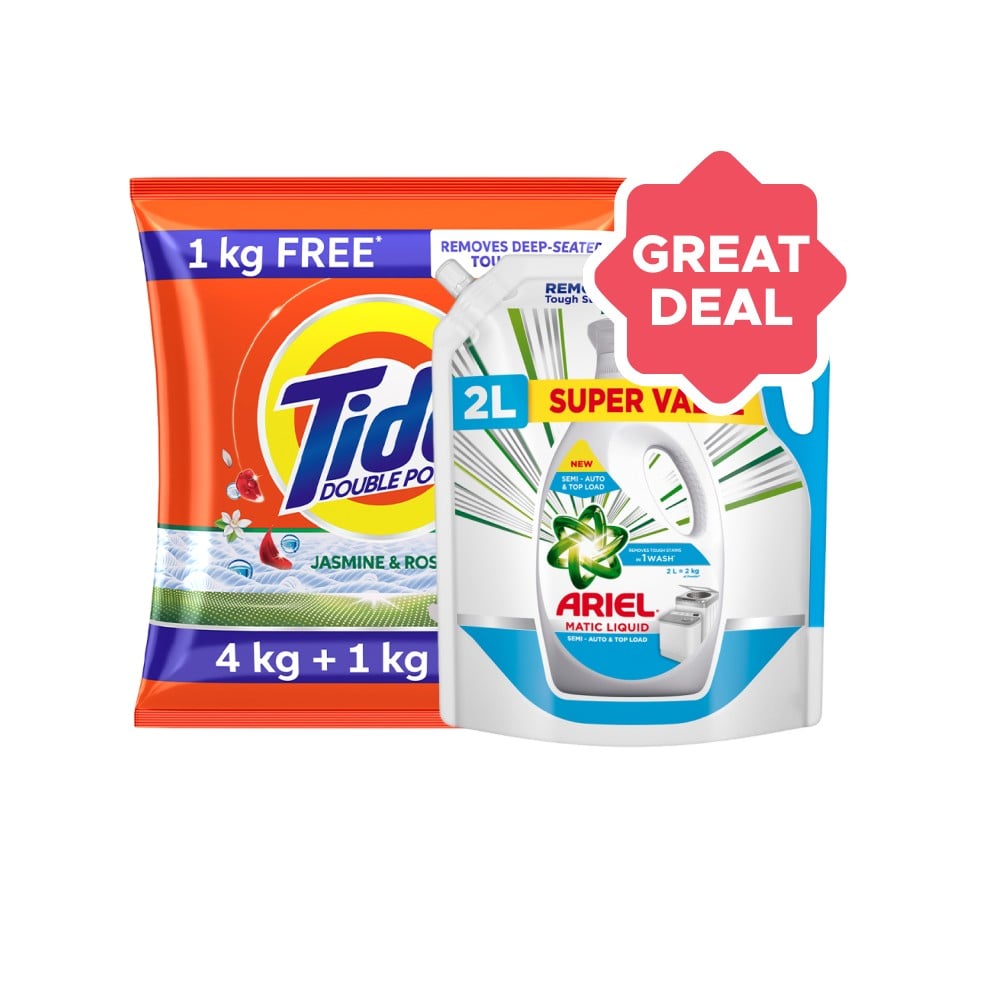 Tide Double Power Detergent Powder (Jasmine & Rose) - Get 1 kg Free ...