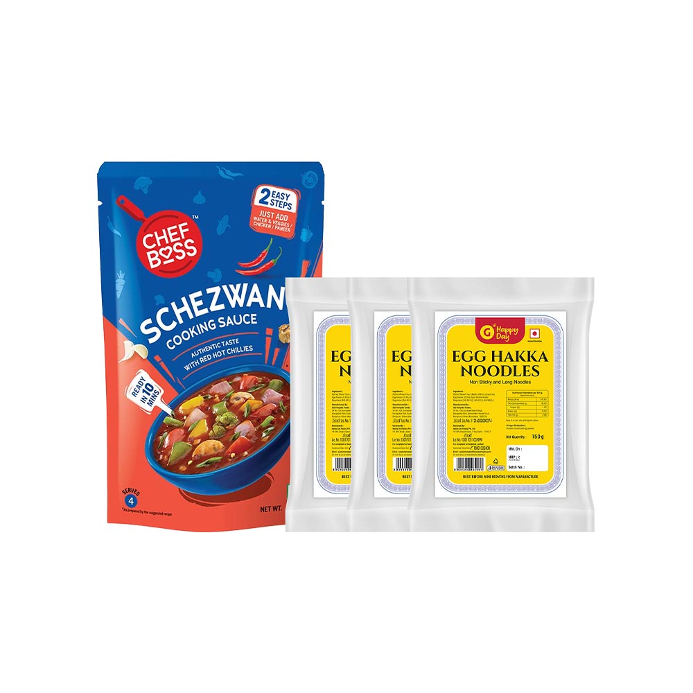 GHD Egg Hakka Noodles x 3 + ChefBoss Schezwan Cooking Sauce Ready to ...