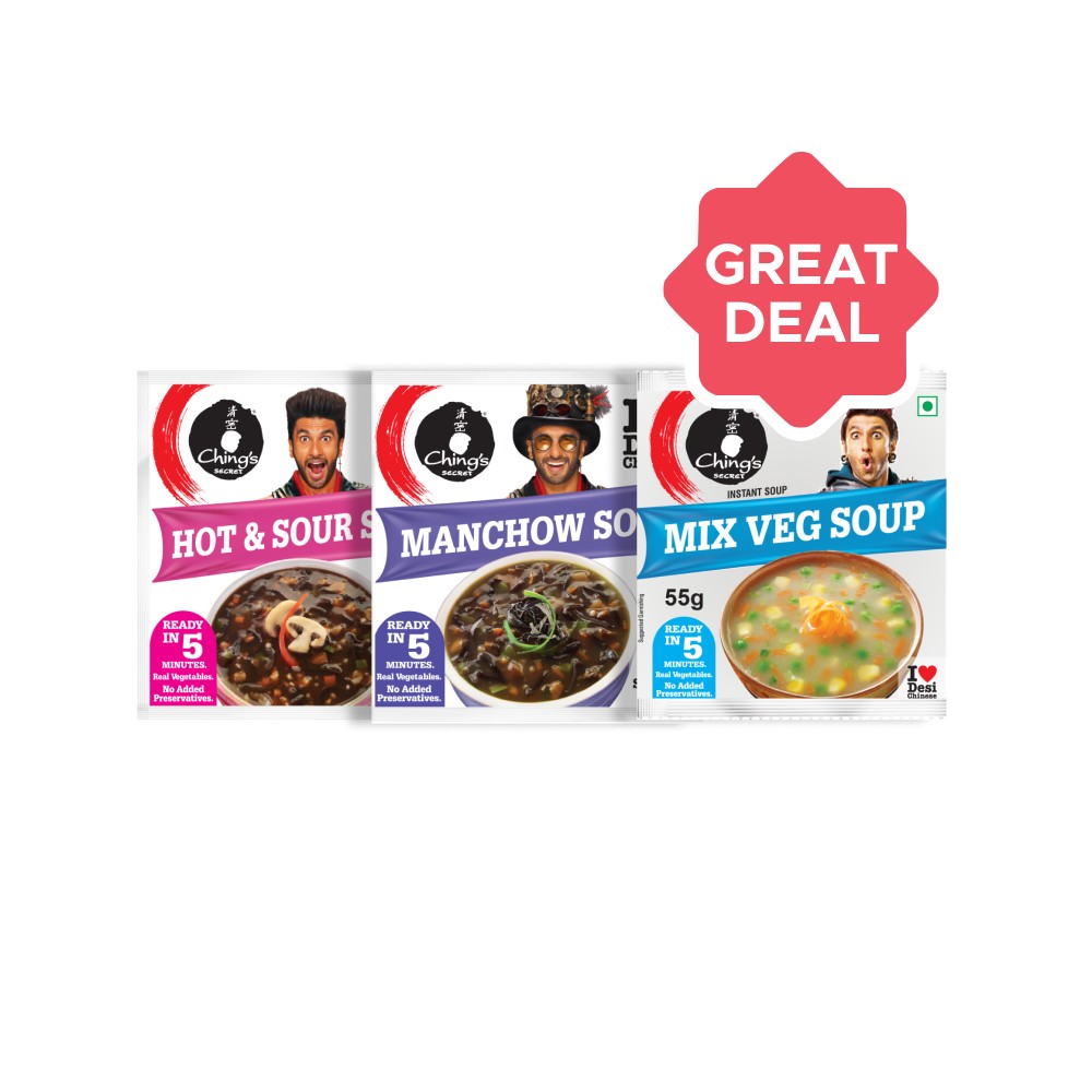 Ching's Secret Hot & Sour Veg Soup + Manchow Soup + Mix Veg Soup Combo ...