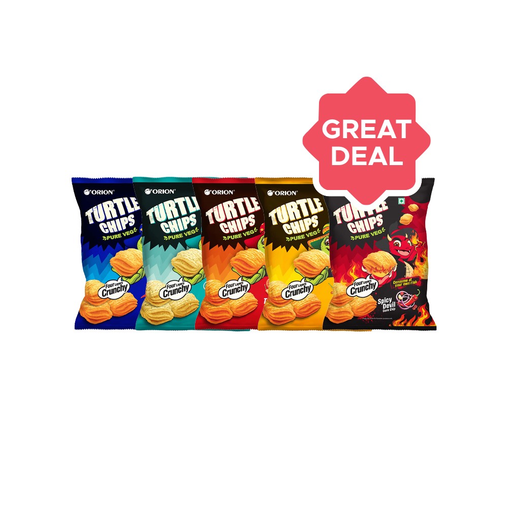 Orion Turtle Masala Corn Chips + Turtle Sour Cream & Onion Corn Chips ...